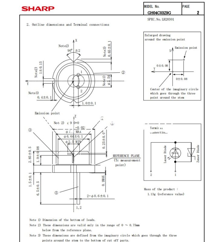 SHARP 450nm3.5W 3500mW GH04C03Z9G laser diode – Beeg