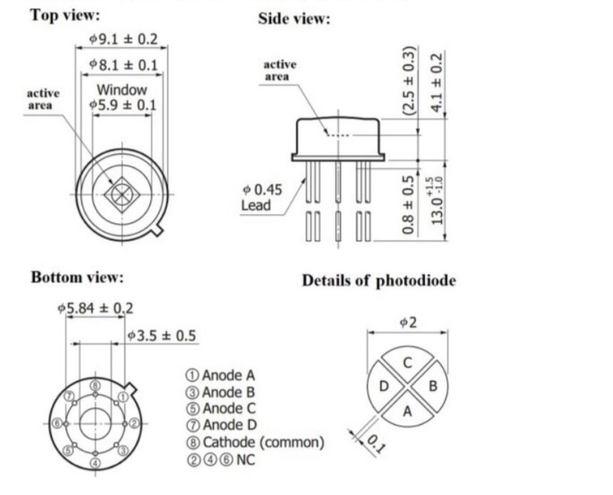 Photoelectric sensor TO5 metal InGaAs four-quadrant APD avalanche diode ...